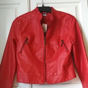 Dots | Jackets & Coats | Red Faux Leather Jacket | Poshmark